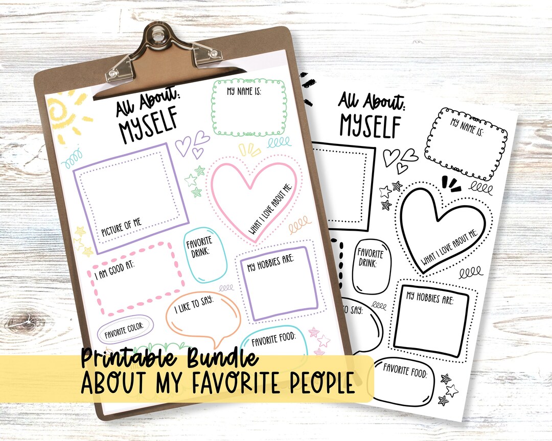 All About Me And-or My Favorite People Printable Gift Bundle, Classroom ...
