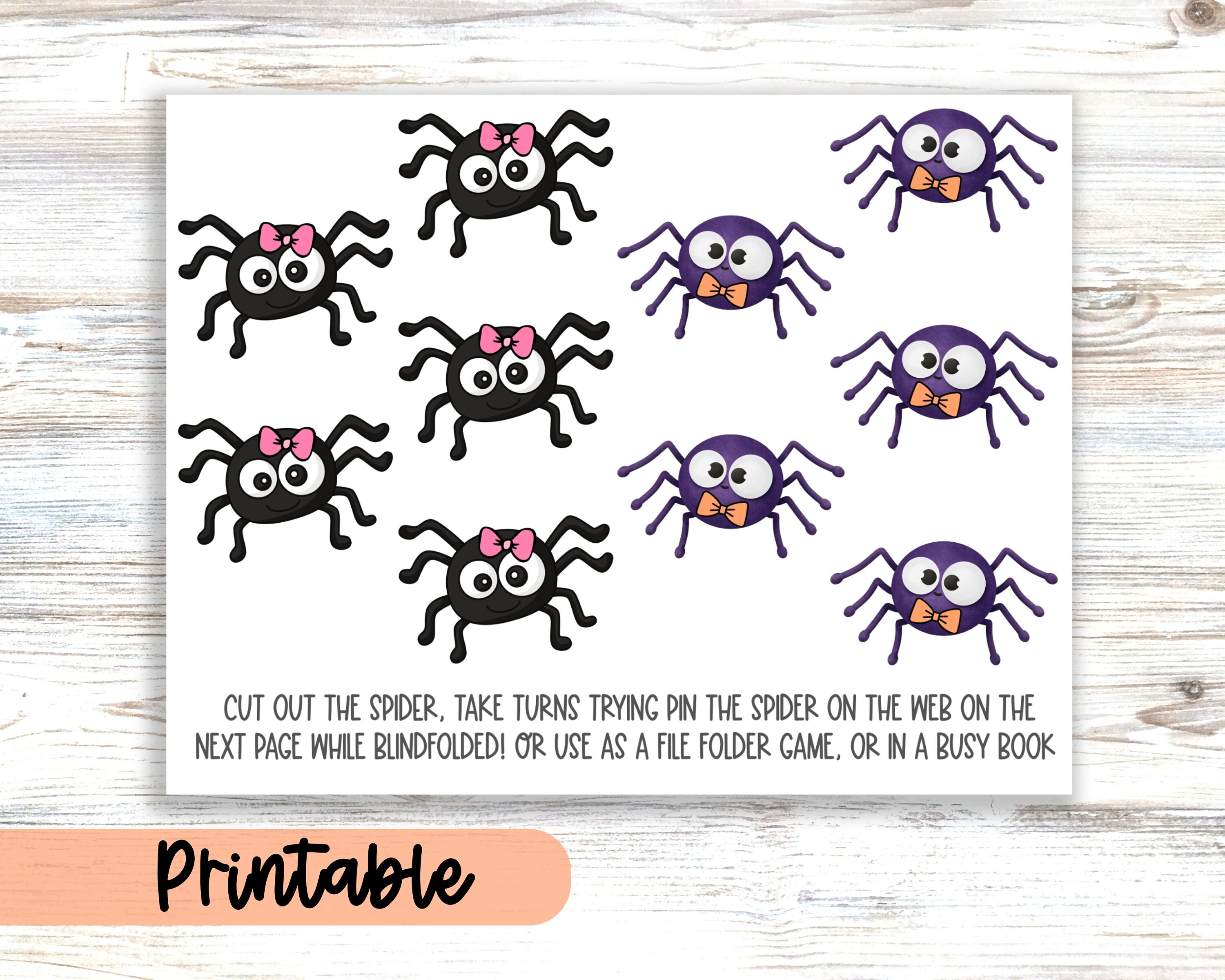 Halloween Party Pin the Tail Game for Kids, Pin Spider on Web ...