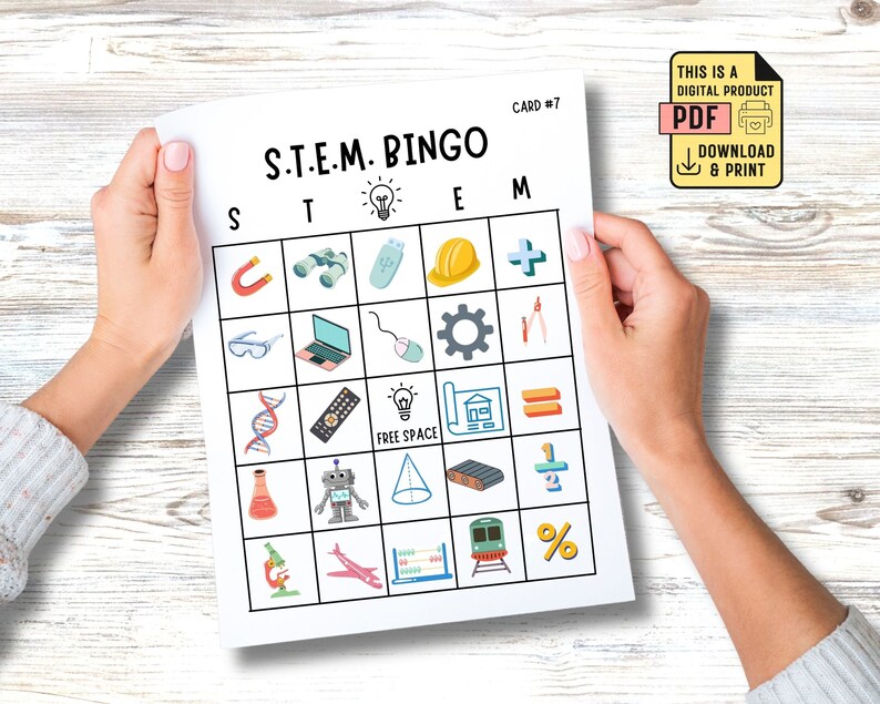 STEM Bingo Game, 12 Bingo Boards Printable Calling Cards, STEM Learning ...