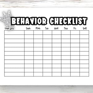 Behavior Checklist Earn Screen Time, Reward Sticker Chart, Weekly ...