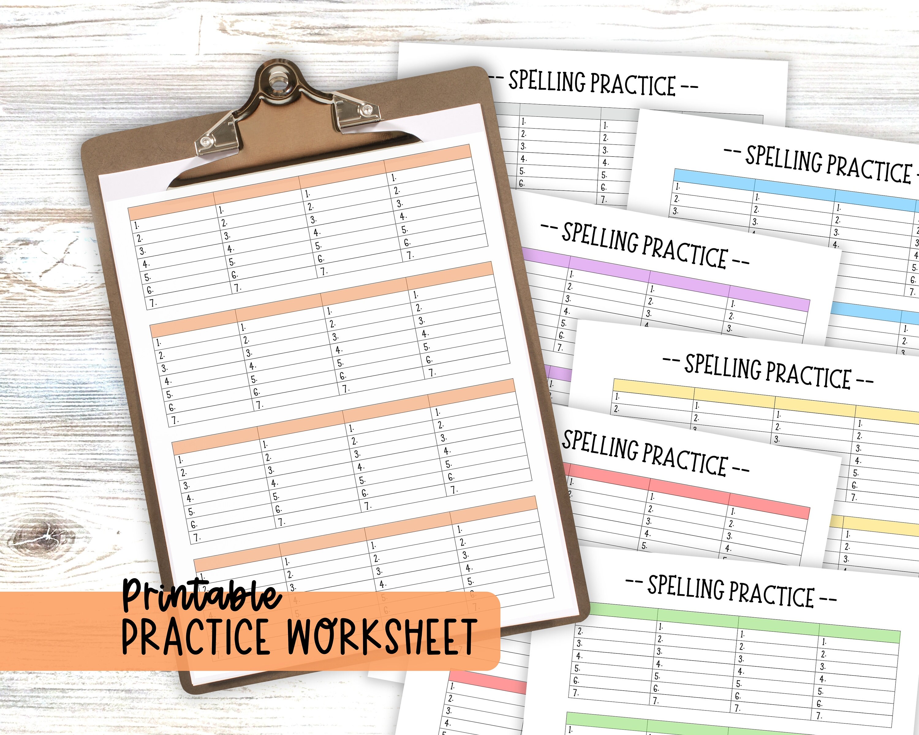 Spelling Practice Worksheet for Homework at Home Practice Spelling List ...