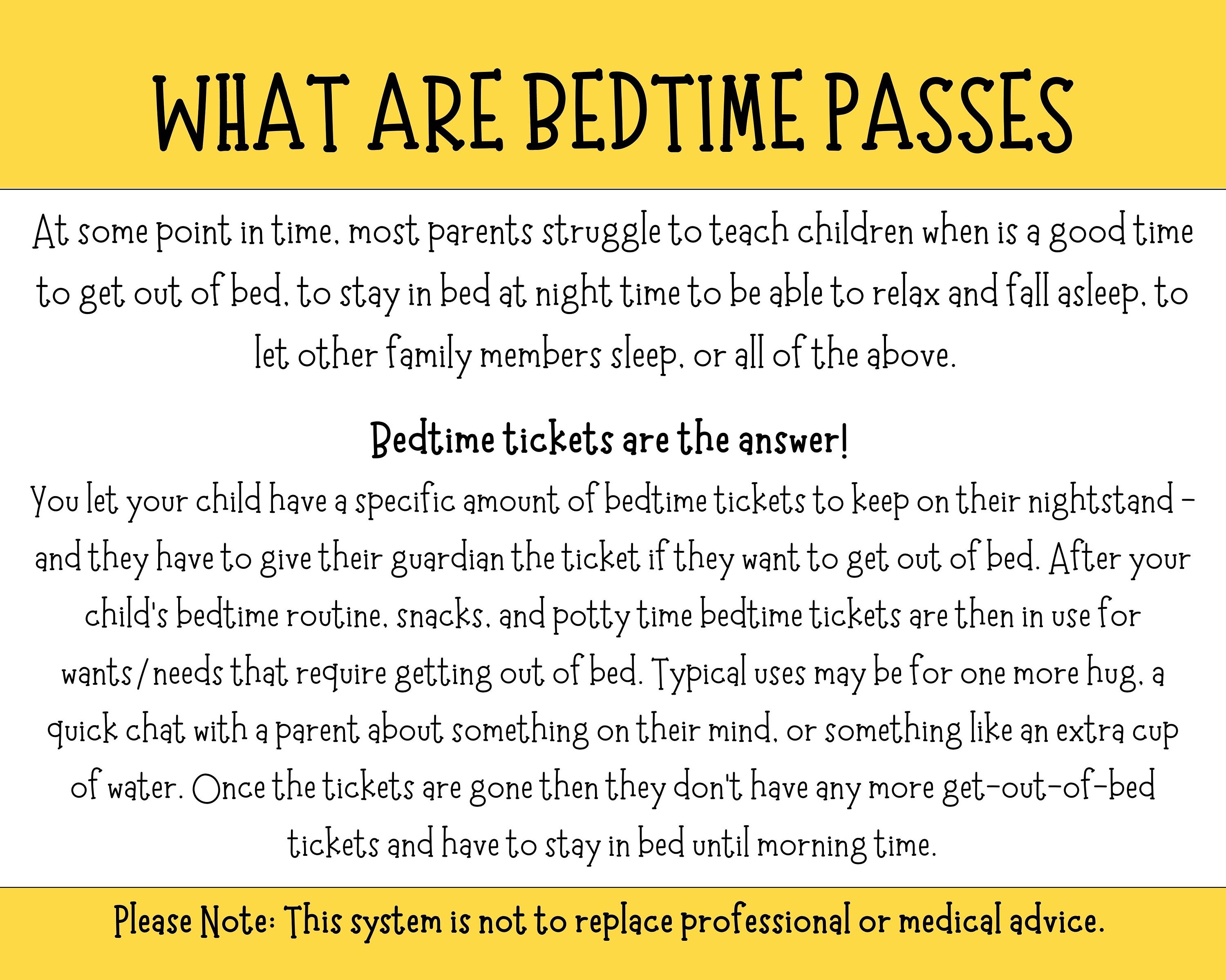 Bedtime Pass for Sleep Training Toddlers Printable Get Out of - Etsy