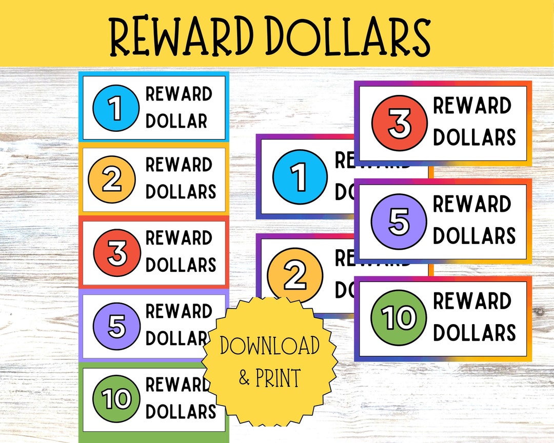 Reward Dollar Reward Money Good Behavior Reward System for - Etsy