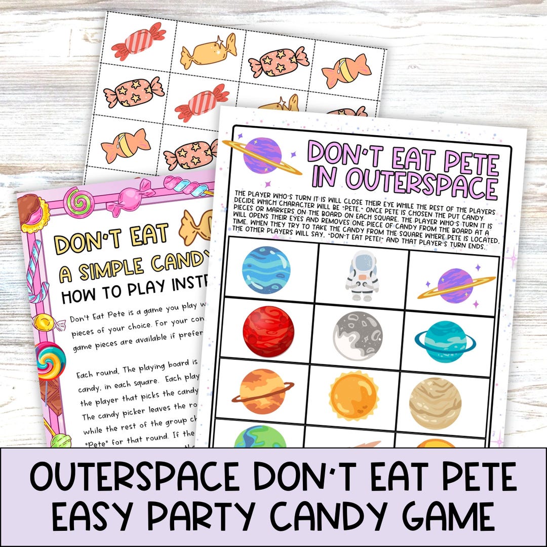 Don't Eat Pete Candy Game: Jungle Animals & Planets (printable) - Etsy