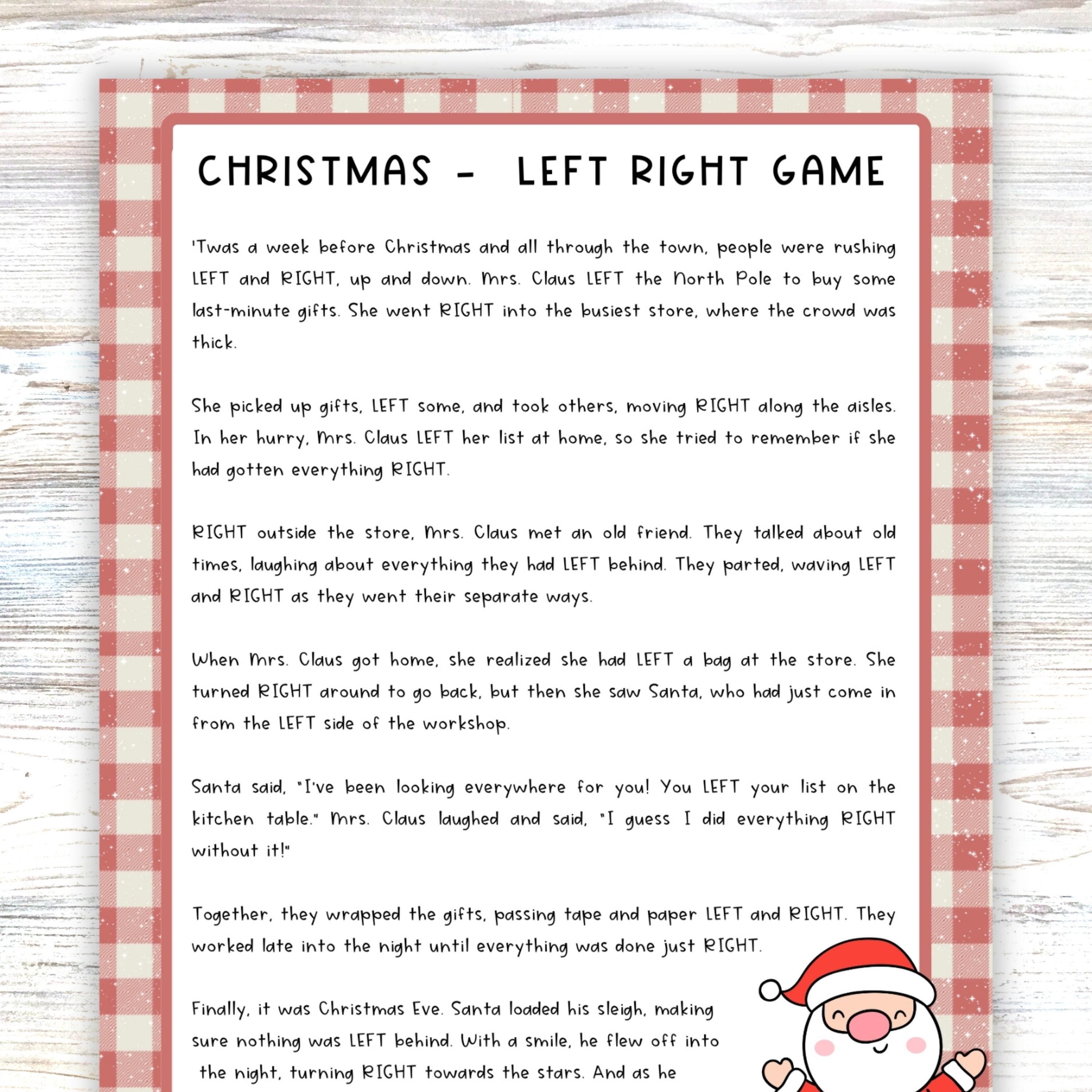 Christmas Left Right Game, Funny Elf, North Pole Santa Gift Exchange ...