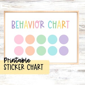 Printable Rainbow Reward Chart for Kid Sticker Chart Positive Behavior ...