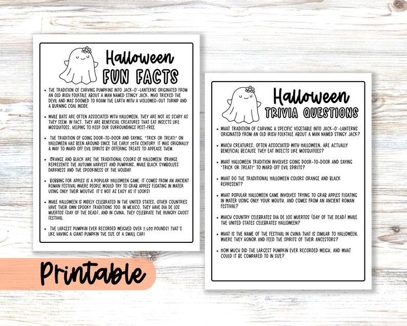 Halloween Party Games Printable Fun Facts & Trivia Questions Bundle ...