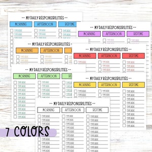Daily Routine Checklist, Editable or Printable Chore Chart ...