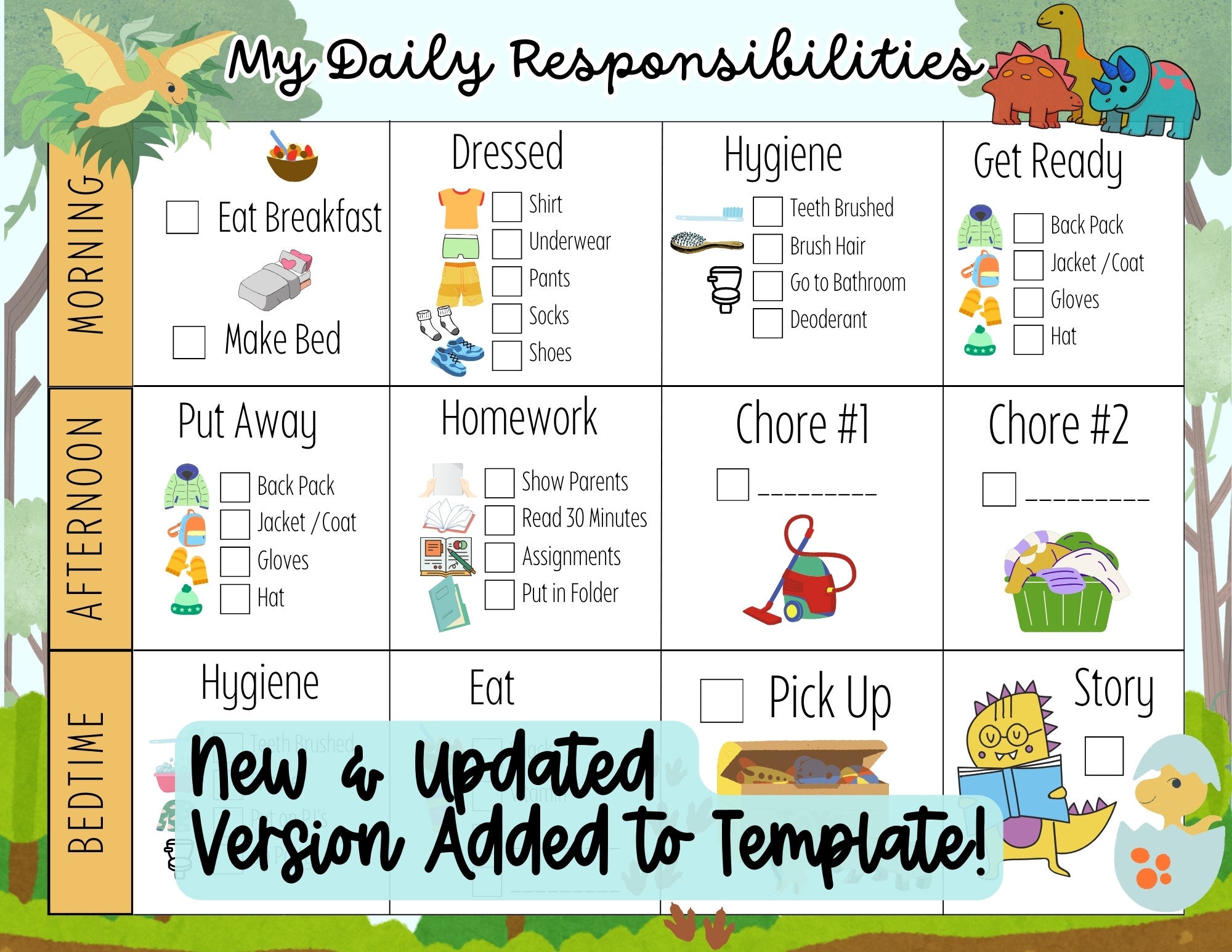 Customizable Daily Responsibility Chart With Pictures After School ...