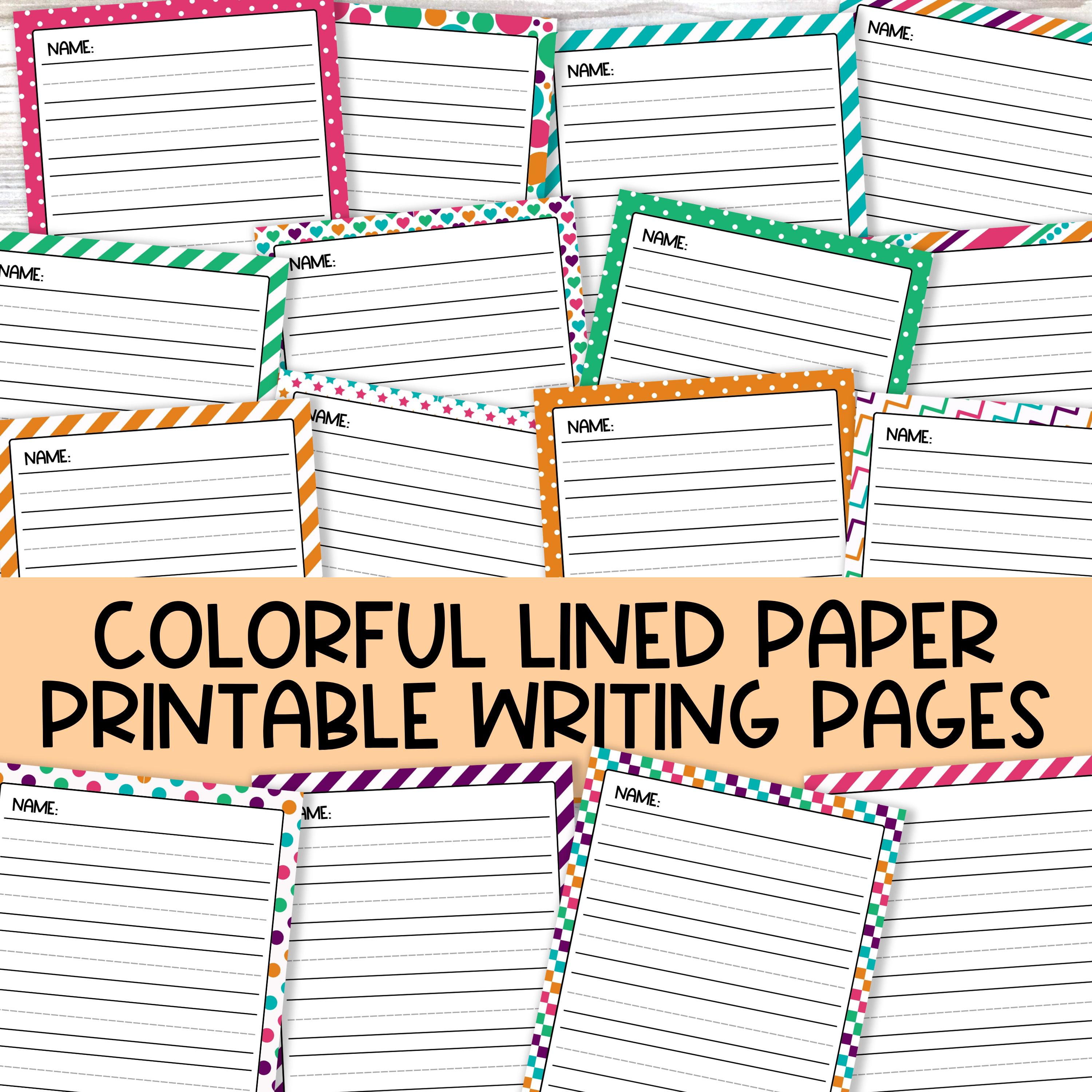 Colorful Stationary Set Fun Printable Lined Junk Letter Journal Pages ...