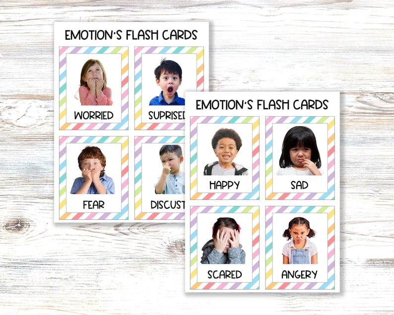 Emotions Flashcards for Kids, Facial Expression SEL Activity Printable ...