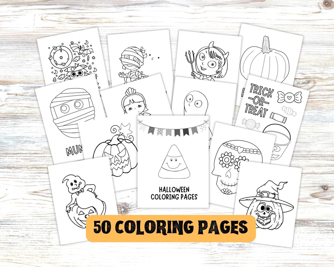 Printable Halloween Coloring Pages Coloring Book Kid's Activity 50 ...