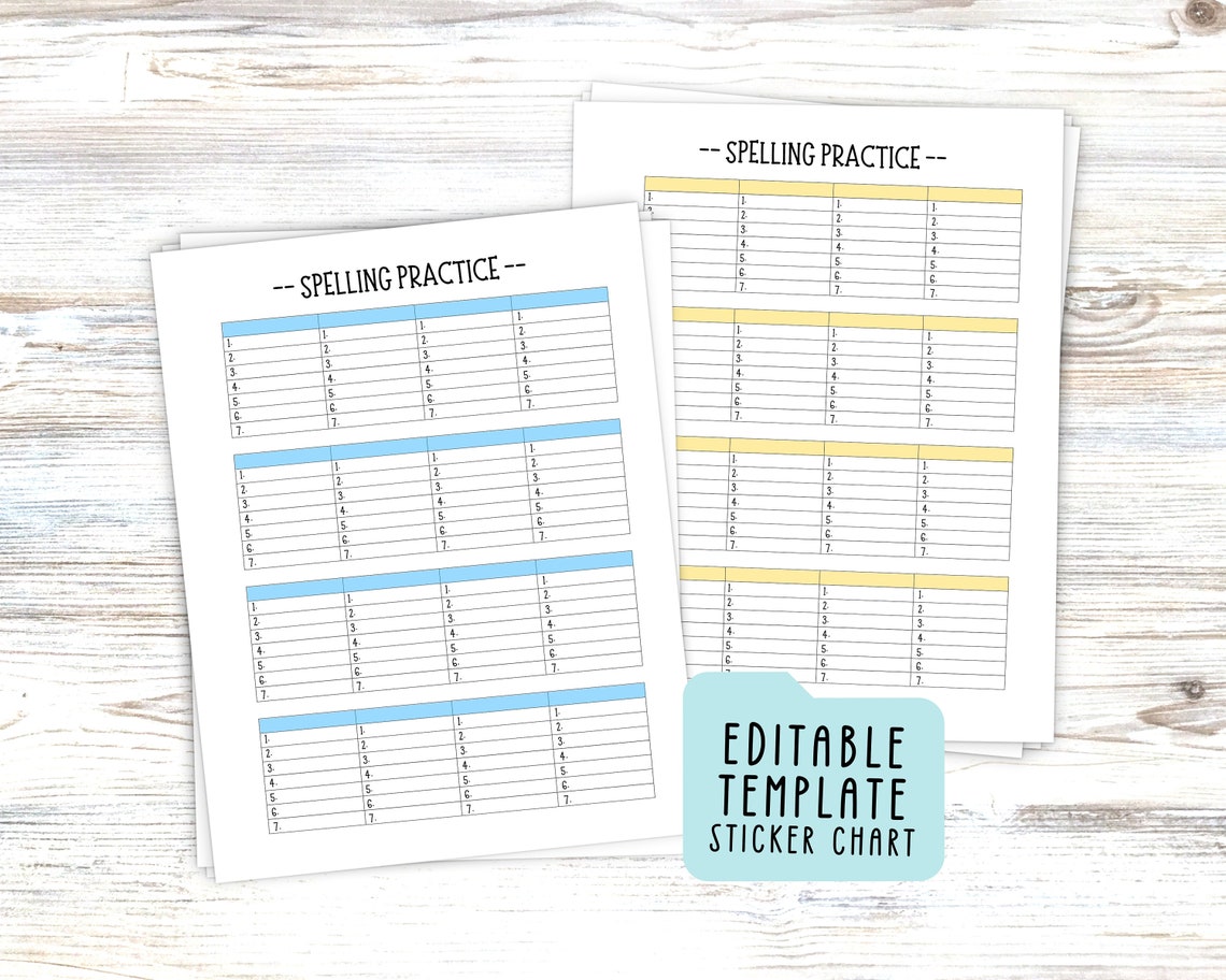 Spelling Practice Worksheet for Homework at Home Practice - Etsy