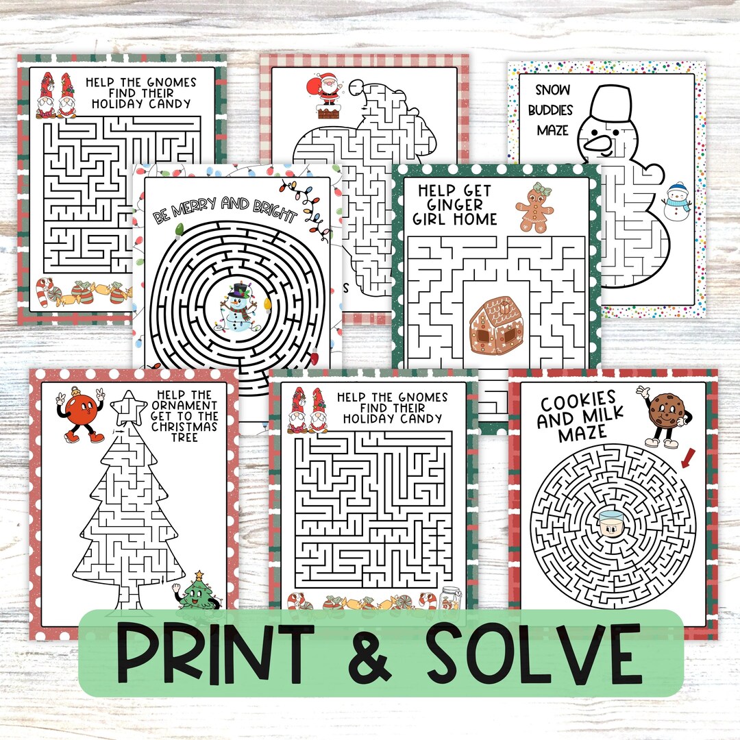 Christmas Mazes Printable 7 Pack, Holiday Puzzles, Christmas Activities ...
