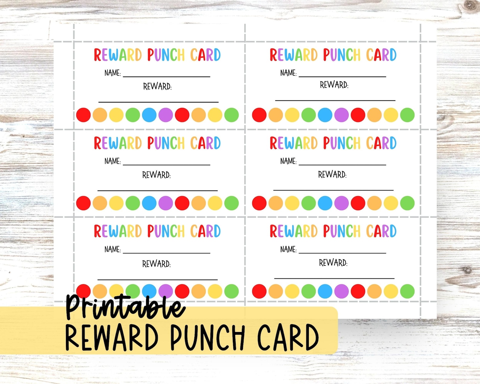 Rainbow Punch Cards Printable, Loyalty Card, Reward Sticker Chart ...