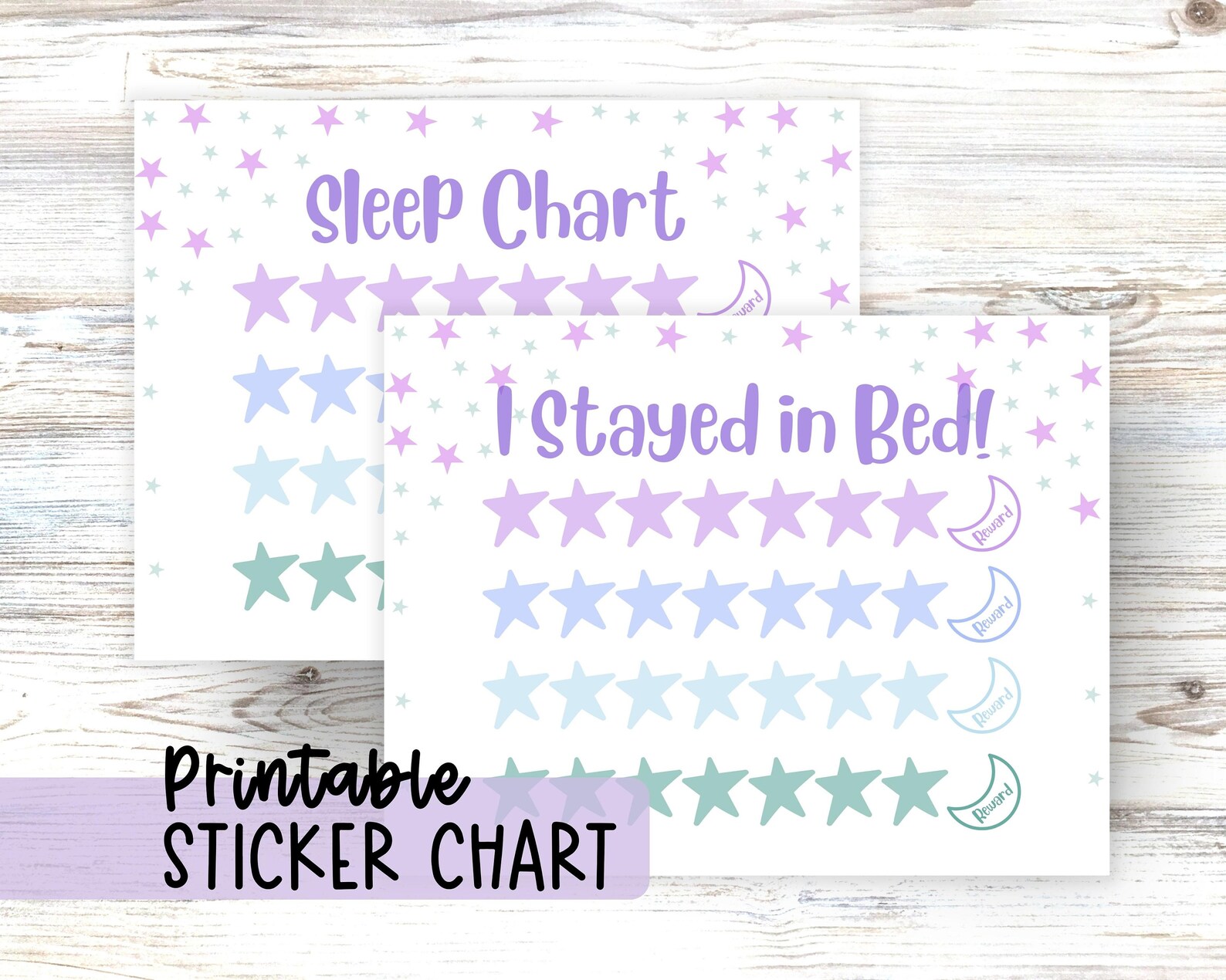 Stay in Bed Sticker Chart for Sleep Training Toddlers Printable Reward ...