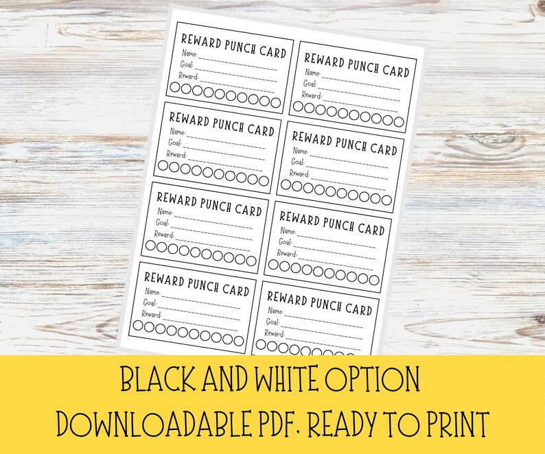 Reward Punch Card for Kid Printable Sticker Card for Good Behavior in ...