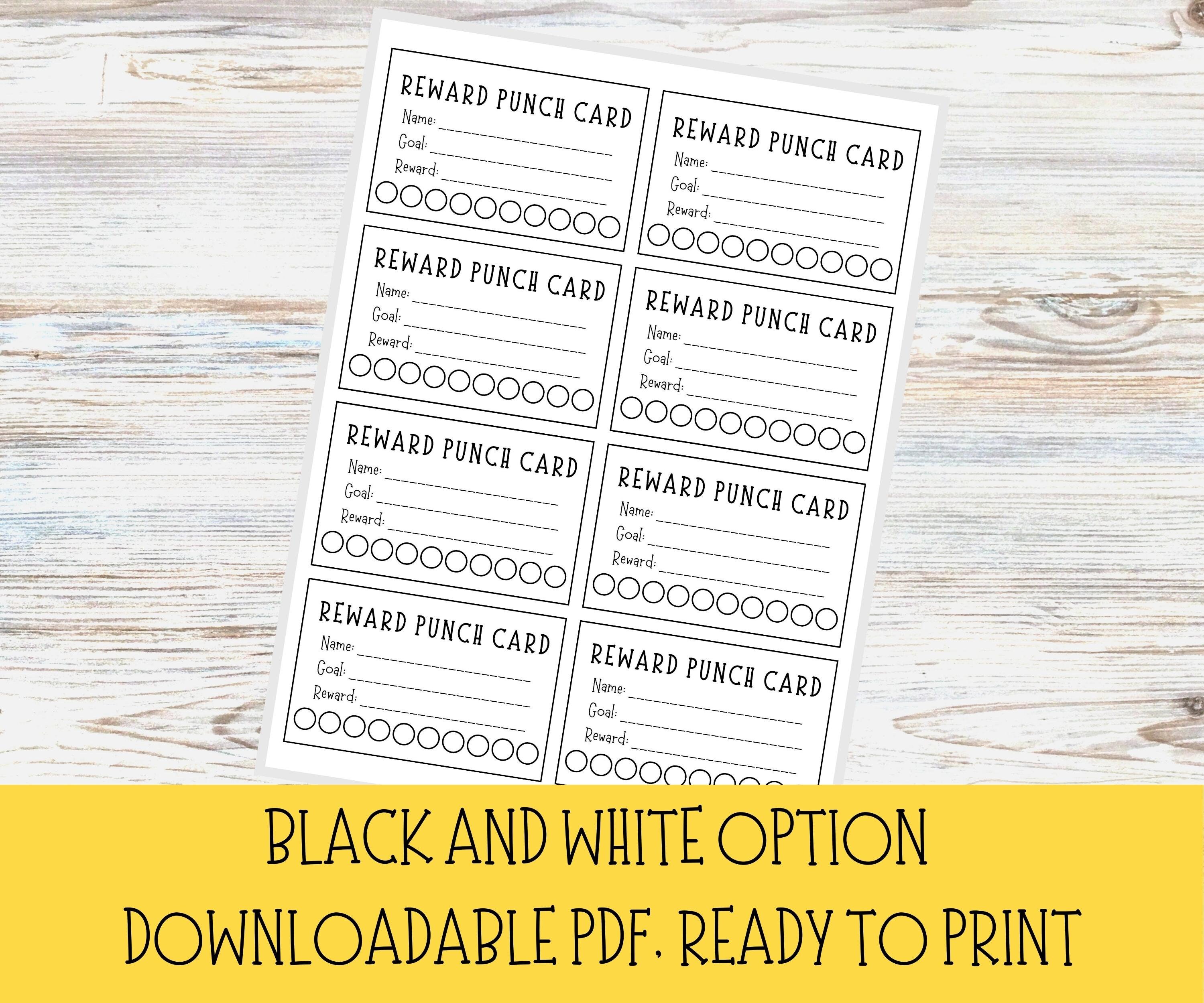 Reward Punch Card for Kid Printable Sticker Card for Good Behavior in ...