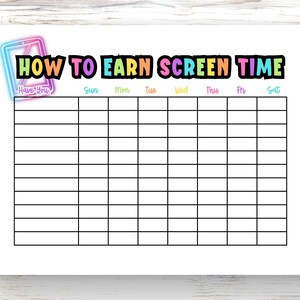 Behavior Checklist Earn Screen Time, Reward Sticker Chart, Weekly ...