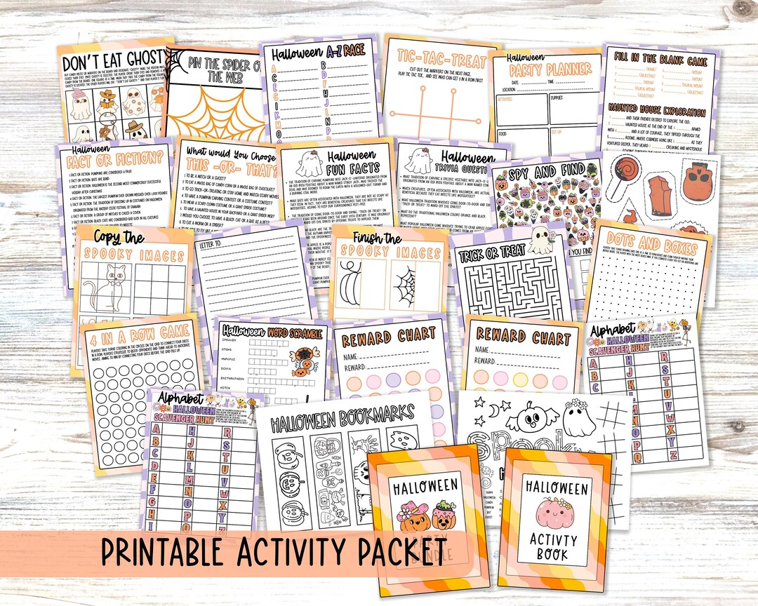 Halloween Activity Packet for Kids, Printable Party Games, Scavenger ...