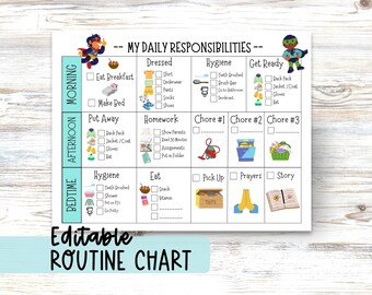 Before & After School Routine Charts for Little Kids (Download Now) - Etsy