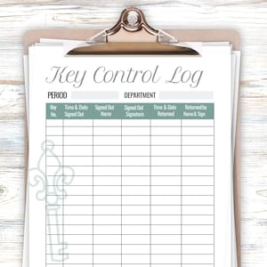 Key Tracker Form, Printable Log for Property Management, Landlord Forms ...
