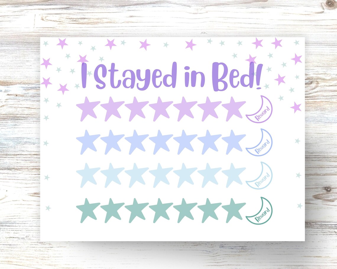 Stay in Bed Sticker Chart for Sleep Training Toddlers Printable Reward ...