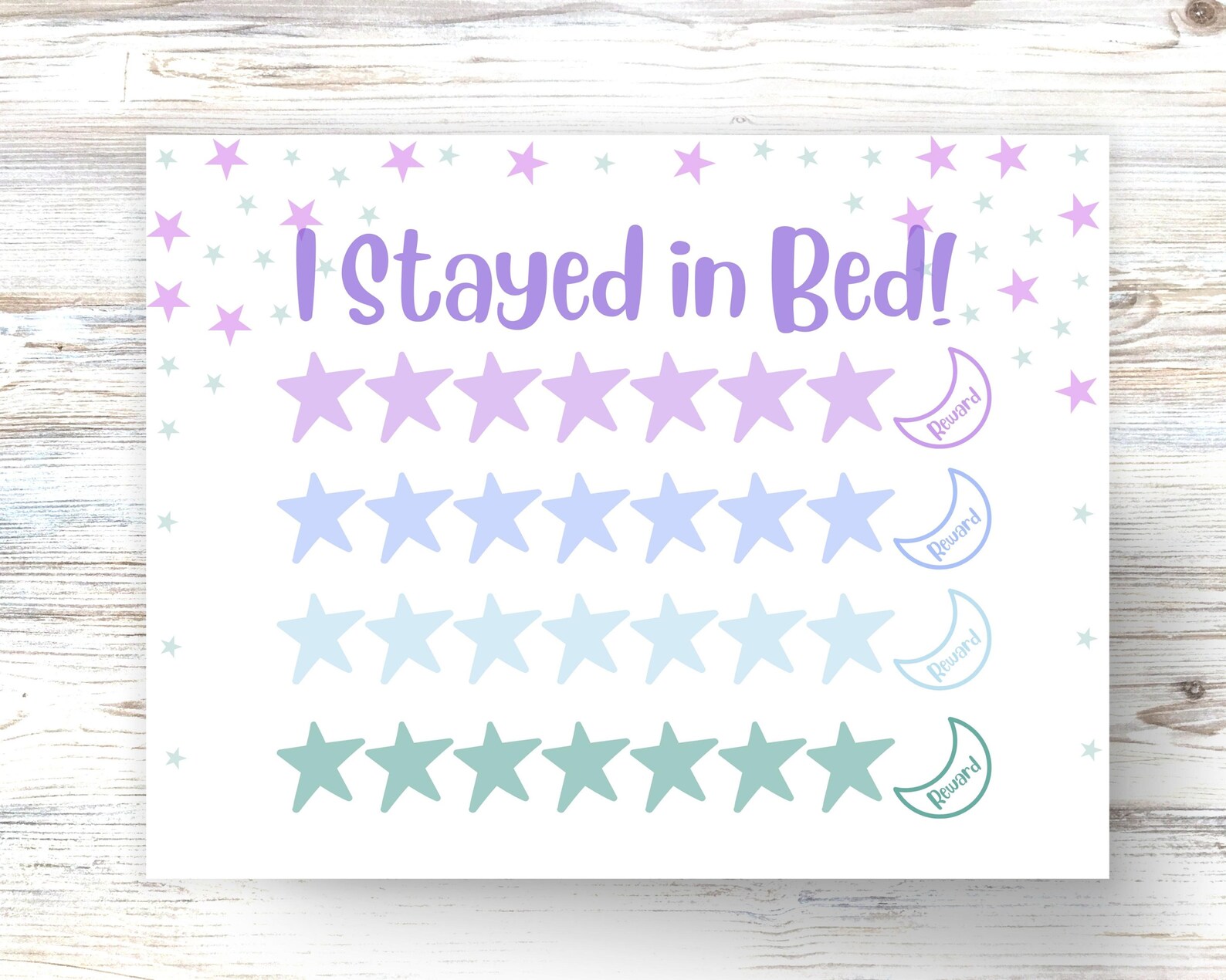 Stay in Bed Sticker Chart for Sleep Training Toddlers Printable Reward ...