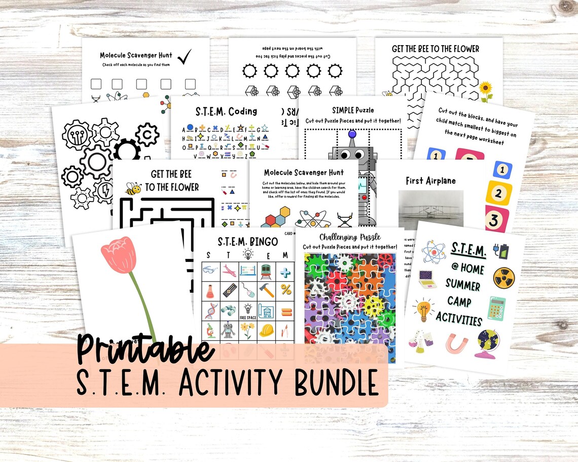 STEM Activity Bundle Printable Pack for Kid Multiple Ages, Include ...