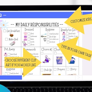 Editable Daily Routine Kids Visual Schedule Morning Schedule Afternoon ...