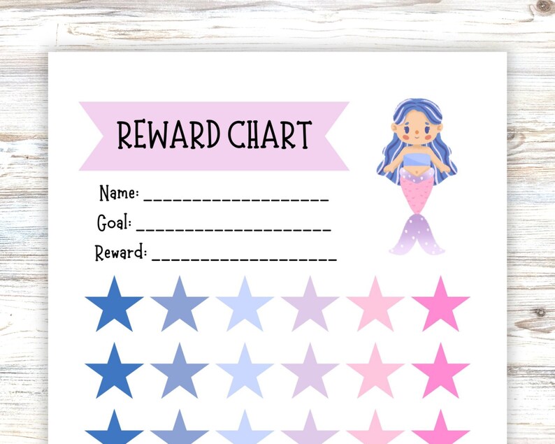 Reward Sticker Chart, Customizable Mermaid Star Chart, Positive ...
