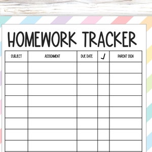 Homework Tracker, Assignment Due Date Log, Homework To-do Checklist ...