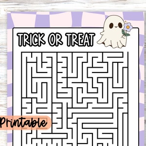 Trick or Treat Ghost Maze, Halloween Printable Activity, Groovy Ghost ...