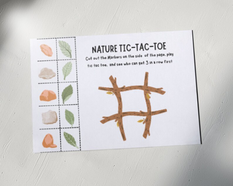 Printable Tic Tac Toe Game for Kid Sticks and Stones Board Game Summer ...