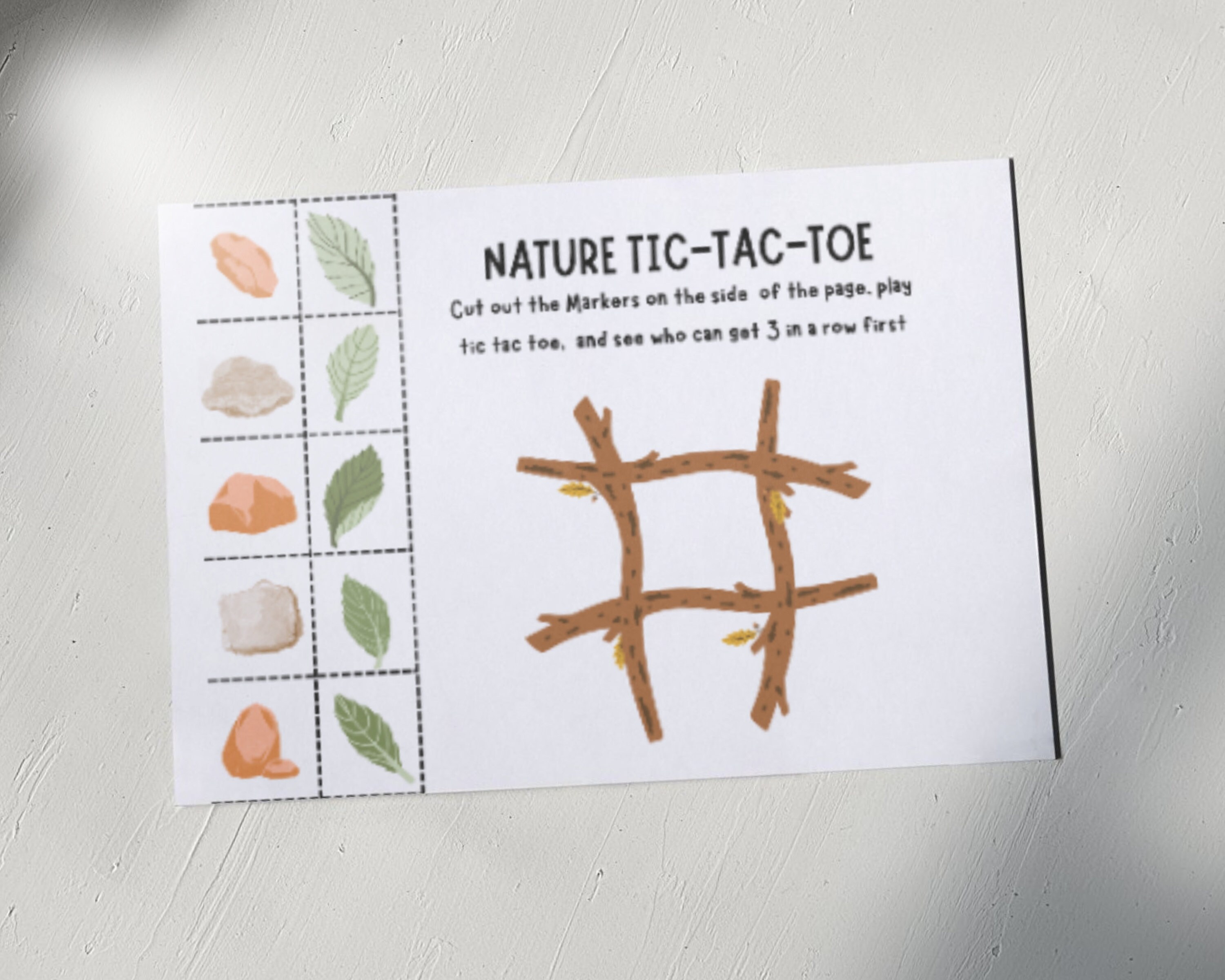 Printable Tic Tac Toe Game for Kid Sticks and Stones Board Game Summer ...