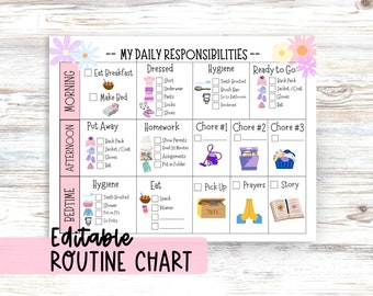 Customizable Daily Responsibility Chart With Pictures After School ...