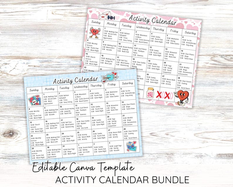 Activity Calendar Canva Template for Recreation Director, Bulletin ...