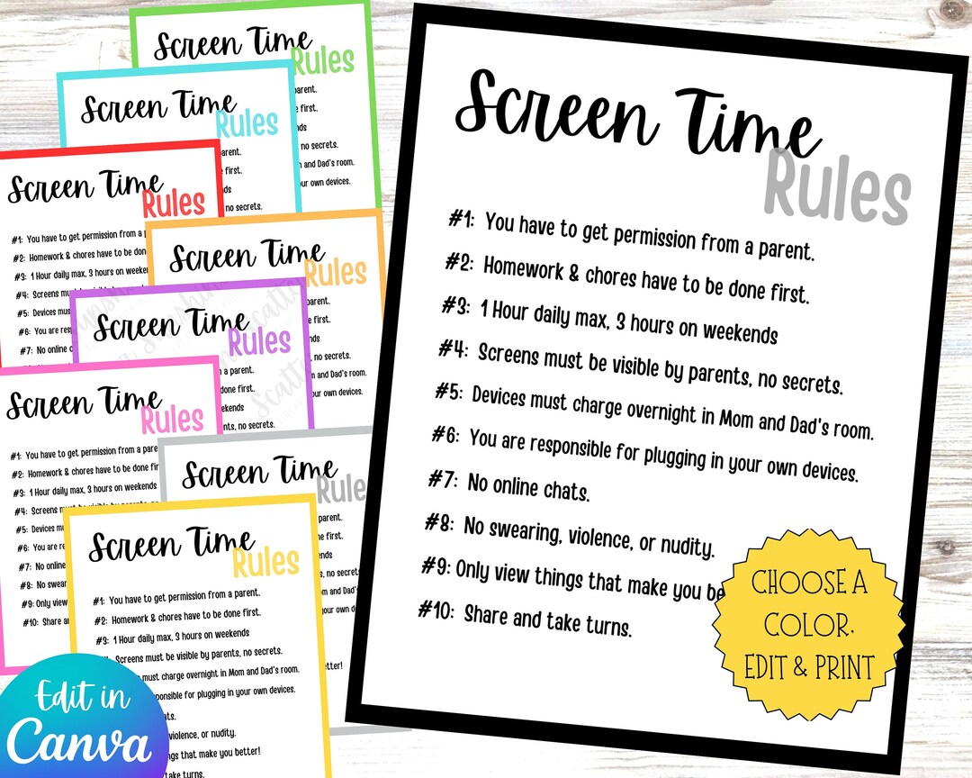 Family Rules for Screen Time. Guidelines for Kids and Teens - Etsy UK