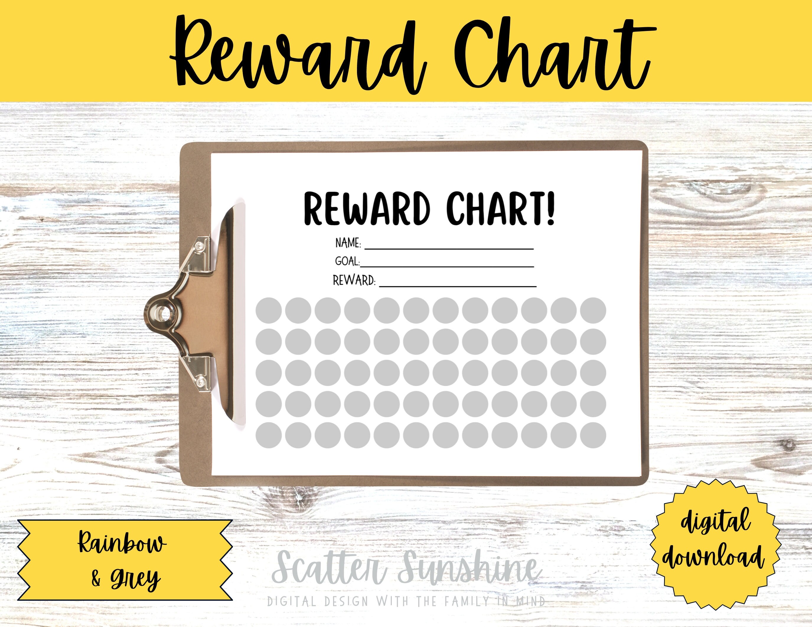Printable Rainbow Reward Chart for Kid Sticker Chart Positive Behavior ...