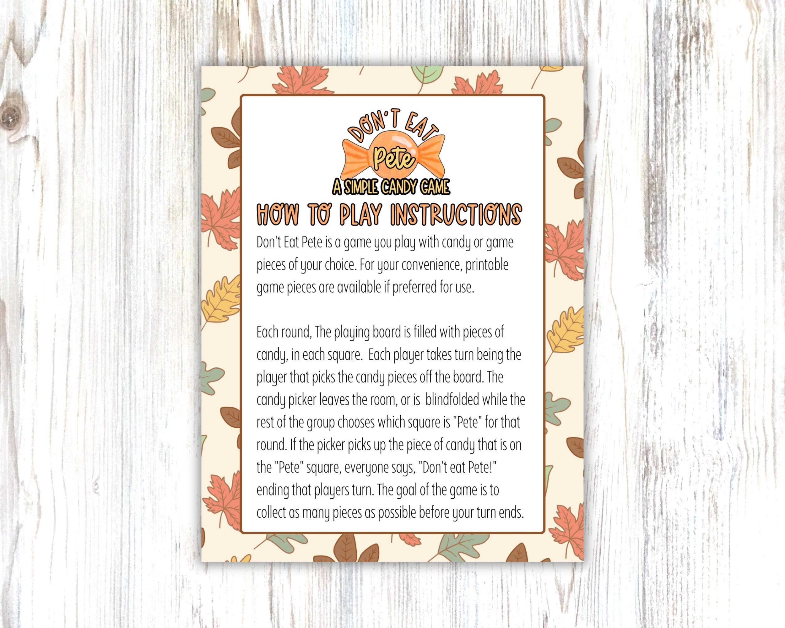 Don't Eat Pete the Pardoned Turkey, Thanksgiving Party Game for Kids ...