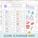 Ocean Animal Scavenger Hunt, Under the Sea Birthday Party Activity ...