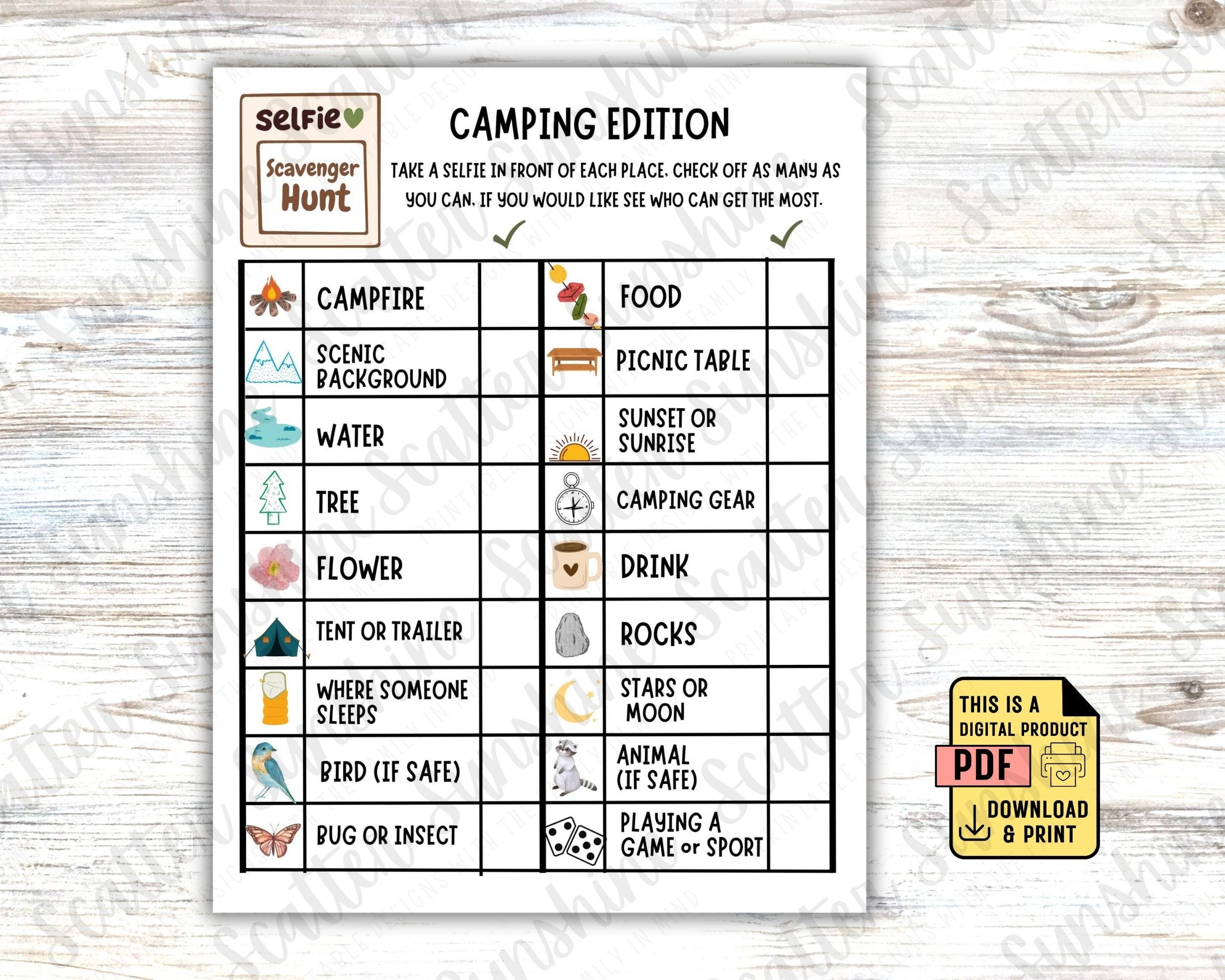 Nature Scavenger Hunt Bundle Outdoor Game for Kids Printable Camping ...