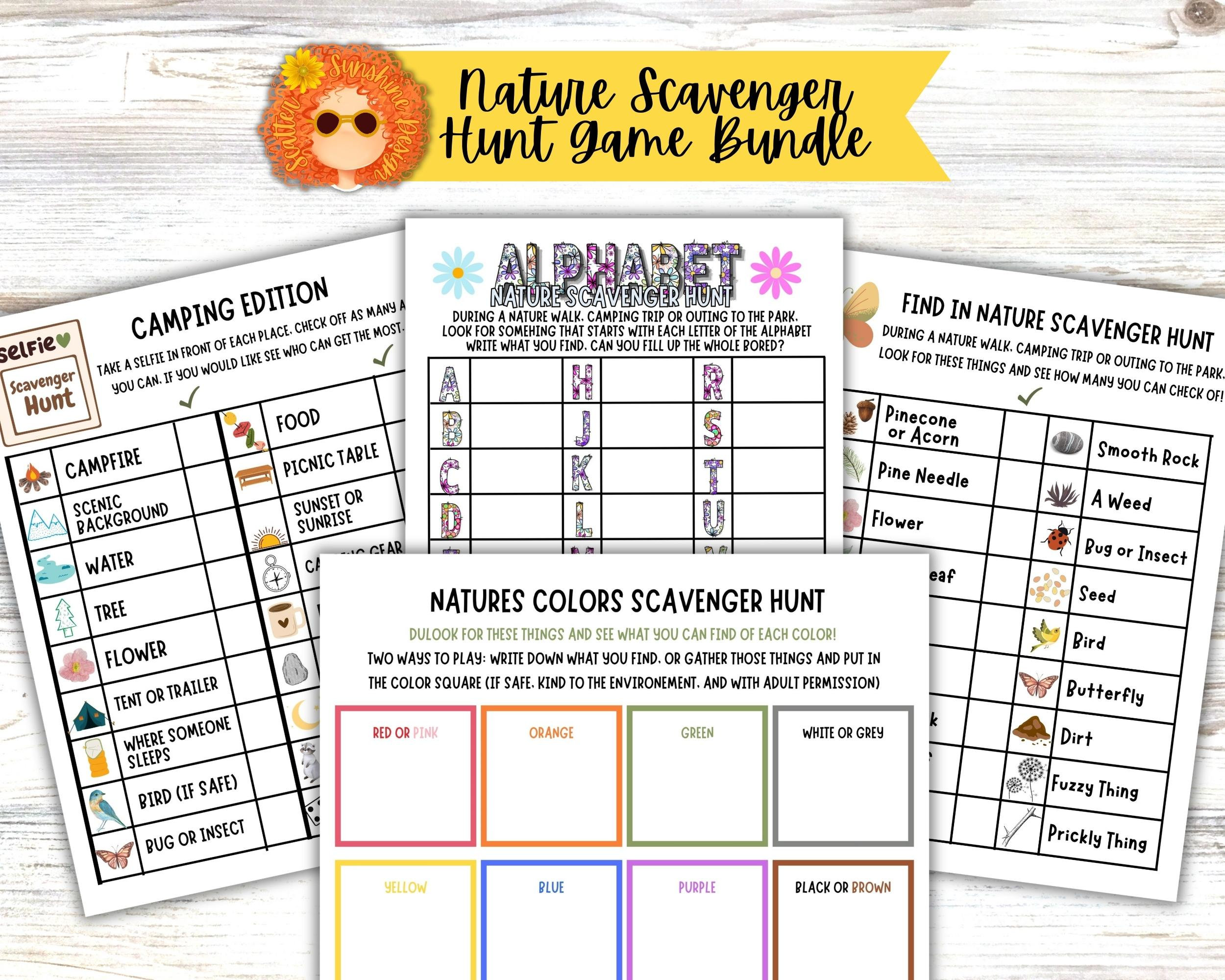 Nature Scavenger Hunt Bundle Outdoor Game for Kids Printable Camping ...