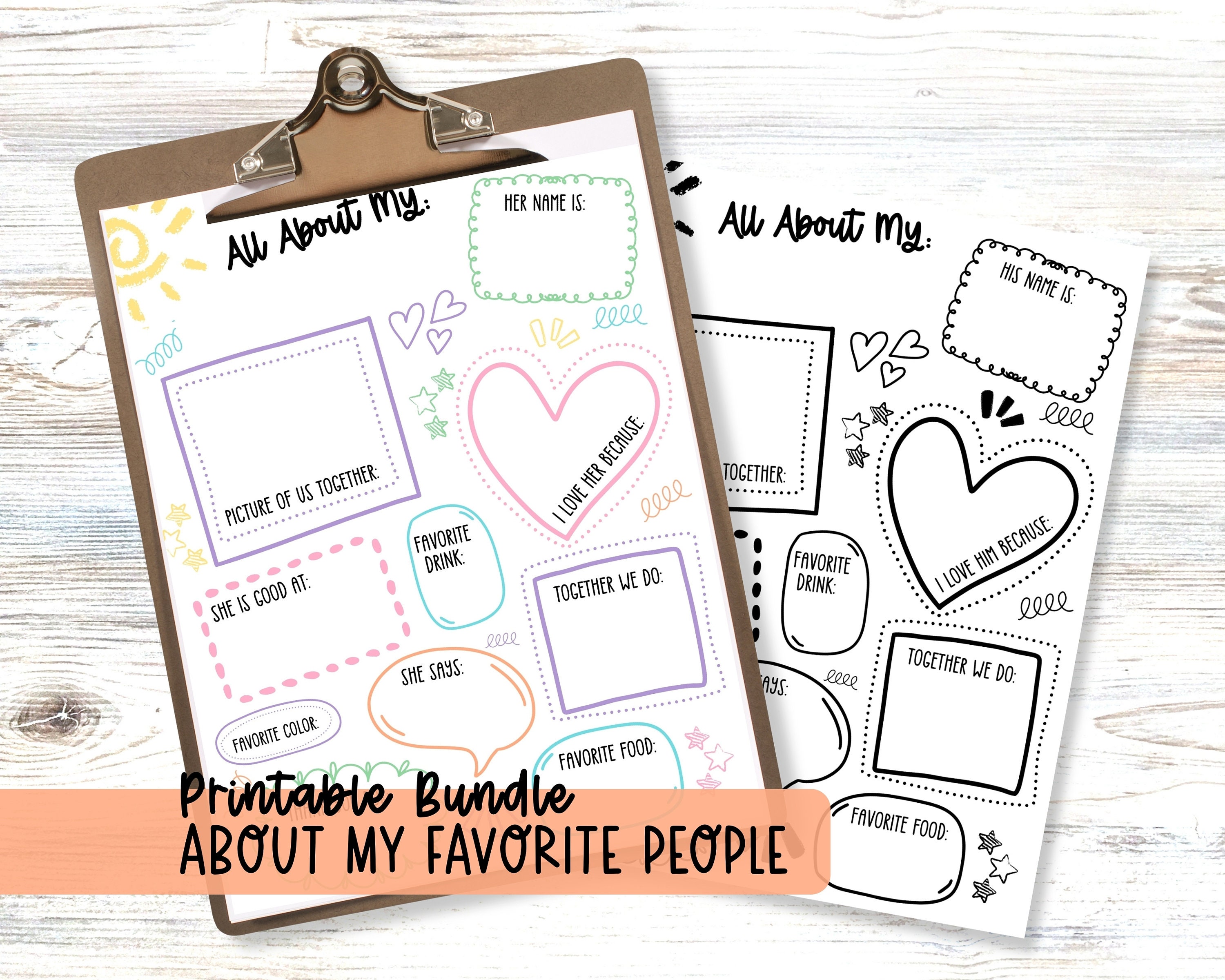 All About My Favorite People Printable Gift Bundle, Classroom Activity ...