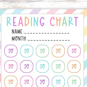 School Reading Log, Reading Reward Chart, 20 Minute Daily Homework ...