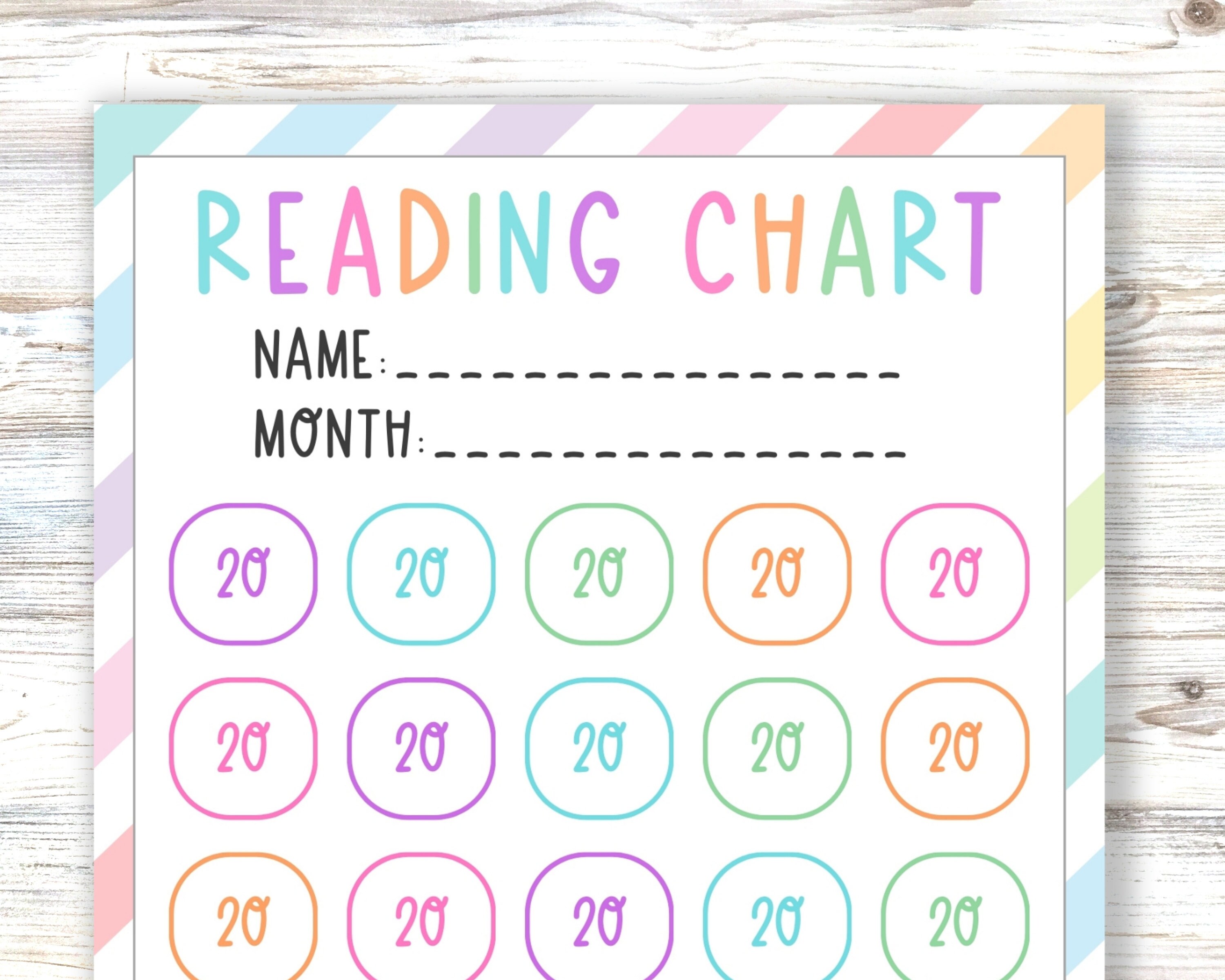 School Reading Log, Reading Reward Chart, 20 Minute Daily Homework ...