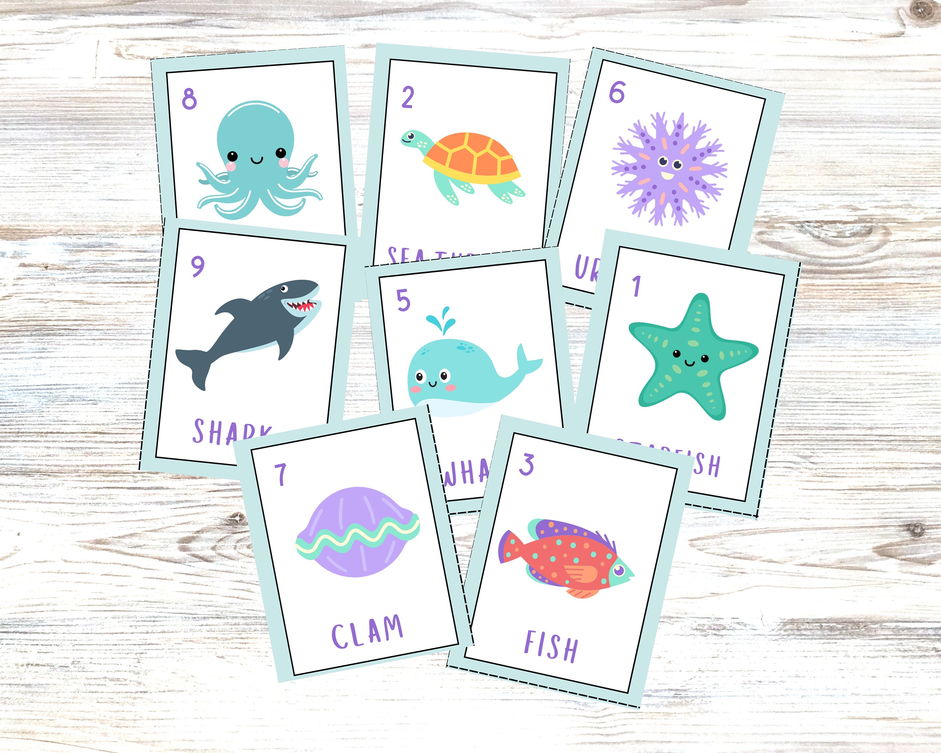 Go Fish & Playing Card Deck Ocean Animal Themed Printable Games for ...