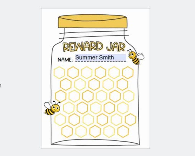 Printable Bee's Reward Jar for Kids, Classroom Positive Behavior Reward ...