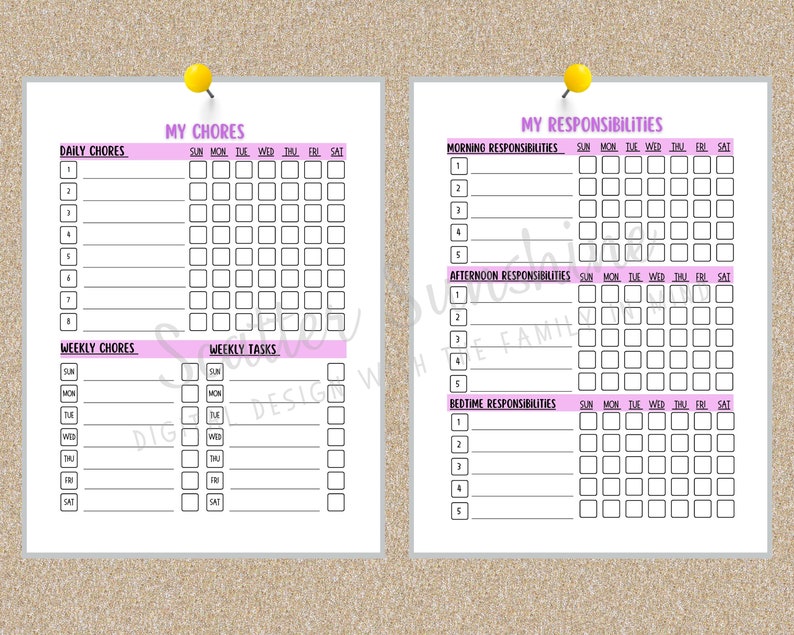 Editable Daily Routine Chart for Kid Chore Chart for Teen - Etsy