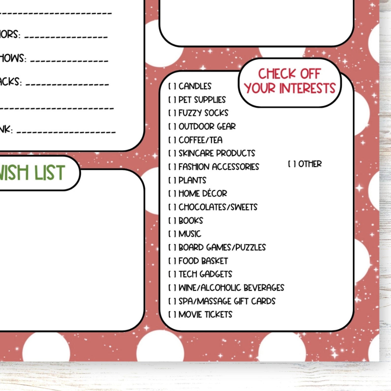 Secret Santa Office Gift Exchange Wants & Needs Wishlist Survey for Co ...
